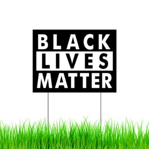 bannerbuzz black lives matter i can't breathe yard sign with metal stakes, non-reflective uv print corrugated plastic sheets for indoor & outdoor garden signs (24" w x 18" h, double sided print)