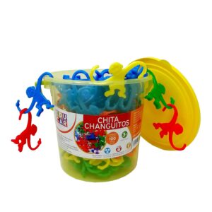 mareta bucket of monkeys classic game, 100-pc counting games for kids ages 3+, color sorting, linking, motor skills, preschool homeschool learning toys.