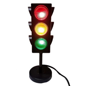 kicko 11-inch traffic lights lamp with base - 4-mode color changing stop light lamp for kids’ bedroom, party decoration or playroom - battery or usb powered mini light - ideal traffic light decor