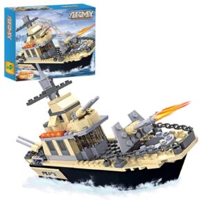 brick story military coast guard battleship building toy navy warship boat building blocks amy toys model ship for kids boys aged 6-12 (231 pcs)