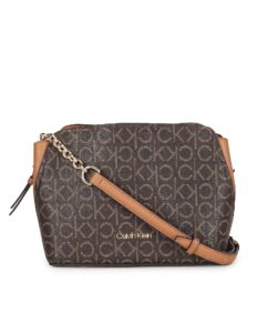 calvin klein hailey signature triple compartment chain crossbody, brown/khaki/caramel linear