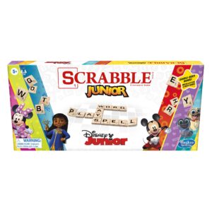 hasbro gaming scrabble junior: disney junior edition board game for kids | double -sided game board | matching word game | back to school gifts | ages 5+ (amazon exclusive)