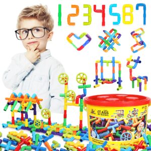 ep exercise n play kids stem building toys tube locks construction blocks set creativity interlocking pipe, preschool educational learning toys gift present for toddlers boys and girls 3-5 (250pcs)