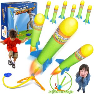 toy life toy rocket launcher for kids with 6 foam rockets refills air rocket launcher for kids 3-5-7 shoots up to 100 feet outdoors outside toys gifts for boys 3 5 4 year old boy toys