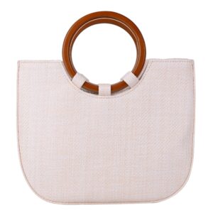 qzunique women's summer straw shoulder bag lining handbag big capacity handmade rattan handwoven tote bag purse