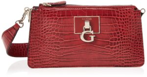 guess stephi mini crossbody top zip, merlot