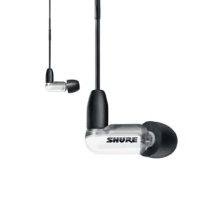 shure aonic 3 wired sound isolating earbuds, clear sound, single driver with bassport, secure in-ear fit, detachable cable, durable quality, compatible with apple & android devices - white