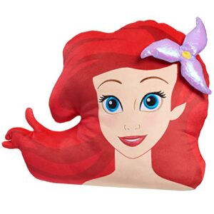 disney princess character head 12.5-inch plushie ariel, the little mermaid, soft pillow buddy toy for kids, kids toys for ages 3 up by just play