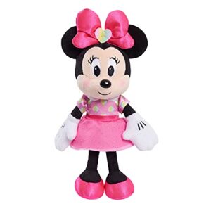 disney junior minnie mouse 8-inch small hearts minnie mouse beanbag plush, minnie mouse in pink heart dress, stuffed animal