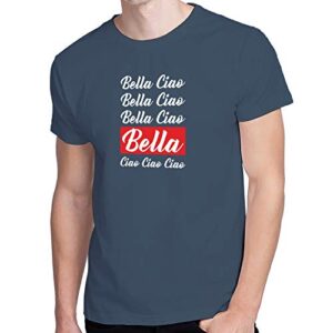 banner buzz make it visible bella ciao t-shirt, italian quote crew neck short sleeve adult tee, 100% soft cotton - unisex (navy blue, xx-large)