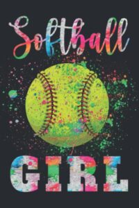 softball girl: softball journal for girls watercolor notebook for journaling note taking | blank 6x9 lined notebook (120 pages) softball obsessed girl gift idea