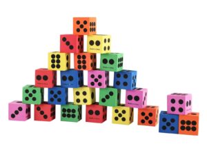 qidiwin eva foam dices, colorful dot foam dice for kids, building toys,educational toys, party supplies, 6 colors, 24 pcs