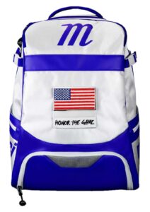 marucci dynamo bat pack, white/royal blue 19" x 12.5" x 7"