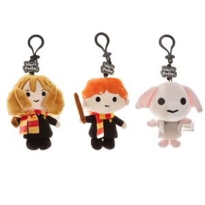 plush harry potter keychains set – 3 washable, polyester figures including hermione, ron & dobby – harry potter gifts, accessories, collectibles, party favors, merch by pmi, 4.5 in.