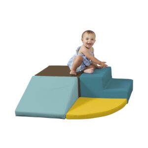 softscape toddler playtime corner climber, indoor active play structure for toddlers and kids, safe soft foam for crawling and sliding (4-piece set) - earthtone/contemporary, 11619-etct