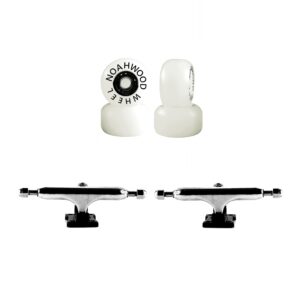 noahwood crown logo wheels iii white (abec-5 bearing) + (gift prince trucks) (gift 34mm silvery hanger + black baseplate)