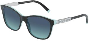 tiffany & co. woman sunglasses black on tiffany blue frame, tiffany blue gradient lenses, 56mm