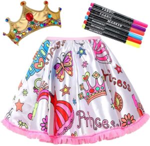 richness color your own dress princess dress up skirt with fabric markers & self-adhesive jewels diy party crafts for girls age 4-6 …