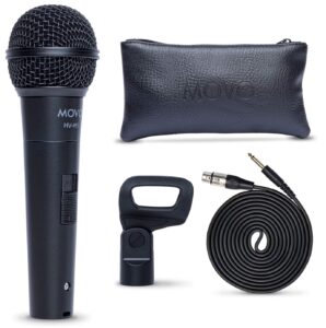 movo hv-m5 dynamic cardioid vocal microphone with internal shockmount and windscreen - xlr compatible dynamic microphone with 6.35mm adapter - professional microphone for singing and recording