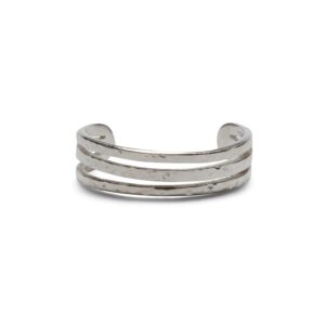 pura vida silver triple band toe ring - sterling silver, adjustable - one size