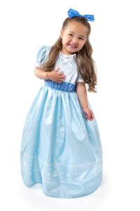 little adventures wendy dress up costume with hair bow (small) - machine washable child pretend play and party dress with no glitter