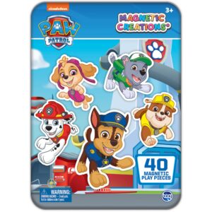 paw patrol - magnetic creations tin - dress up play set - includes 2 sheets of mix & match dress up magnets with storage tin. great travel activity for kids and toddlers!