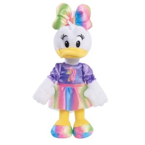 disney junior minnie mouse 8-inch small unicorn daisy beanbag plush, daisy duck in purple and rainbow unicorn dress, stuffed animal