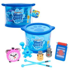 blue's clues & you! musical drum set, kids toy instruments, drum, tambourine, washboard, clackers, shakers, kids toys for ages 3 up by just play