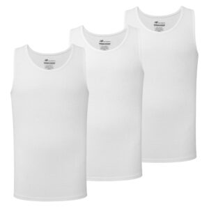 new balance men's standard cotton performance rib sleeveless tank top undershirt (3 pack or 4 pack), white/white/white, medium