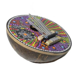 kalimba thumb piano mbira 7 keys coconut shell musical instrument beginner aboriginal dot design