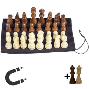 growupsmart magnetic chess pieces, 3 inch king - with extra queens