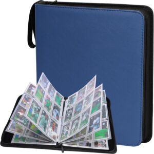 pokonboy 720 pockets trading card binder sleeves baseball card binder sleeves, trading card holder carrying card case fit for baseball cards, trading cards, football cards (blue)