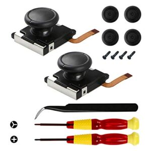 joystick kit,joycon drift repair kit,3d replacement joystick analog thumb stick with thumb stick caps,y screws,joysticks,y tri-wing screwdriver,cross screwdriver,tweezers(13pcs)