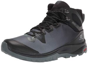 salomon vaya mid gore-tex hiking boots for women, stormy weather/black/trooper, 5