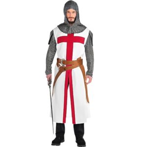 amscan multicolor polyester crusader men's costume set - (plus xxl 48-52) - 1 set - perfect for halloween & medieval-themed events