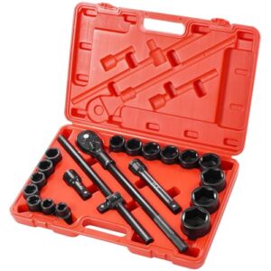 vevor impact socket set 3/4 inches 21 piece standard impact sockets, socket assortment 3/4 inches drive socket set impact standard sae sizes 3/4 inches to 2 inches includes adapters and ratchet handle