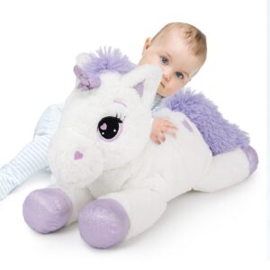 doldoa 23.5 inch cute white giant stuffed unicorn pillow plush animals unicorn toy gift for girls kids