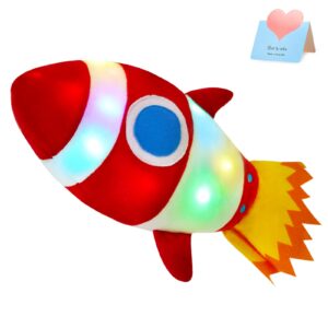 bstaofy light up red rocket plush toys stuffed led glow soft cozy nightlight kids gifts for toddlers on birthday valentines christmas, 14.5’’