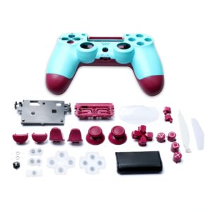 huayuwa plastic game controller housing case with buttons replacement set fits for playstation 4 slim 4.0 jdm-040 (v1 version), berry blue