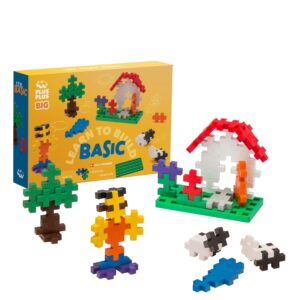 plus plus big - learn to build big basic color mix, 60 piece - construction building stem/steam toy, interlocking large puzzle blocks for toddlers and preschool