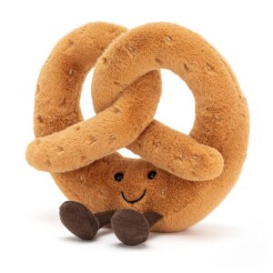 jellycat amuseables pretzel stuffed toy, 7 inches | food plush | fun gift idea