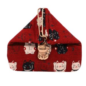 tendycoco women wallet lucky cat printed coin purse magnetic buckle cotton pouch japanese style wallet