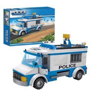 cogo man city police car building sets 194 pieces police patrol car toys cop car prisoner transporter building kit for boys and girls age 6 and up