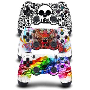 fottcz [3pcs] whole body vinyl sticker decal cover skin for ps4 controller - 3pcs. comb d