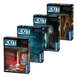 exit: the game 4-pack escape room bundle | season 3 | dead man on the orient express | sinister mansion | sunken treasure | mysterious museum | family-friendly, cooperative game | 1 to 4 players