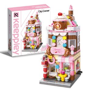 qman girls building blocks toy dream dessert house building kit street-view construction educational toy for girls age 6-12 and up (344 piece)