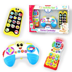 the learning journey early learning - on the go activity set (3 pack) phone, remote, and controller - baby remote control toy for boys & girls ages 3 months and up - award winning toys