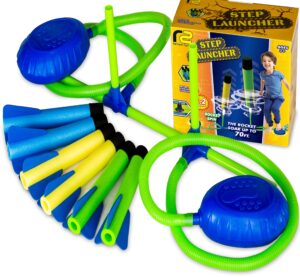 toy rocket launcher for kids: best girls & boys toys stomp dual air rockets foam mortar launcher kit. rocket toy for kids age 5 6 7 8 9 10 year old kid. fun outside toys & cool boy gifts outdoor toys