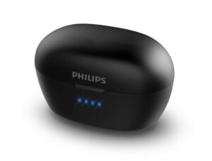 philips t3215 wireless in-ear earbuds, tws bluetooth 5.1 stereo headphones, ipx4, up to 24 (6+18) hrs of playtime with usb-c charging case - black (tat3215bk)