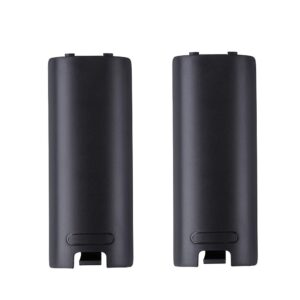 trenro wii remote controller battery cover, 2 pack back cover replacement for nintendo wii/wii u remote -black